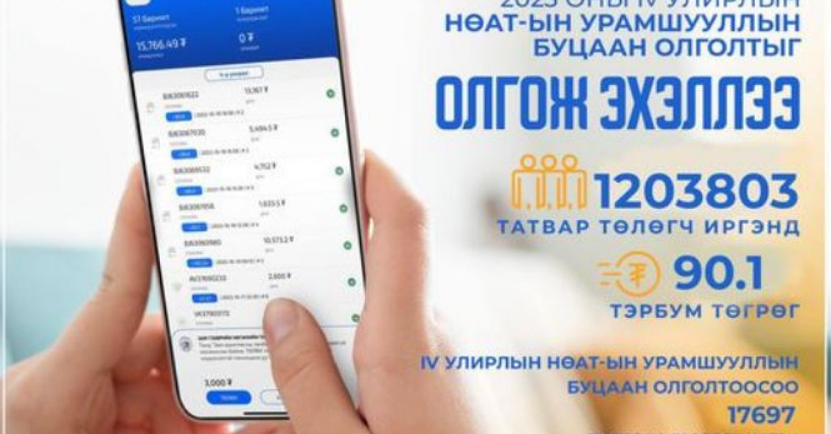 НӨАТ-ын IV улирлын буцаан олголтыг иргэдийн дансанд шилжүүлж эхэлжээ · Dorgio.mn
